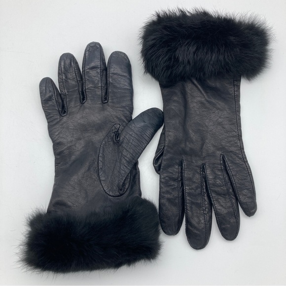 Grandoe | Accessories | Vintage Grandoe Leather Gloves With Faux Fur ...